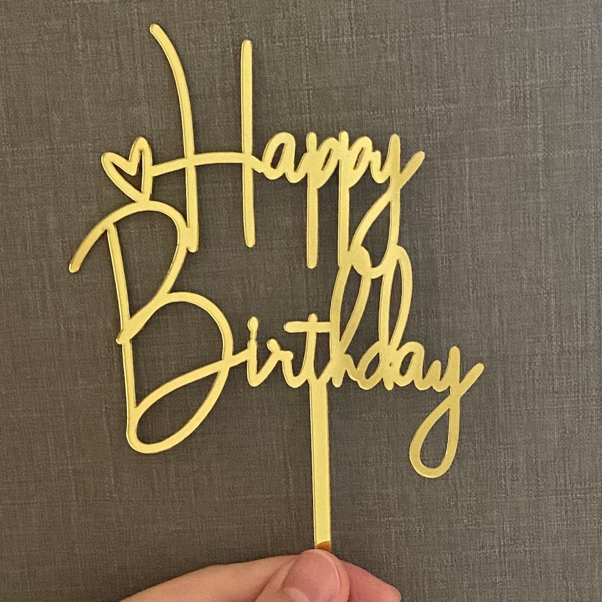 Gold HBD (Cursive) – Happy Cake