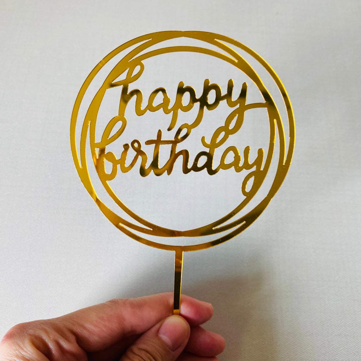 Gold HBD (Round) – Happy Cake