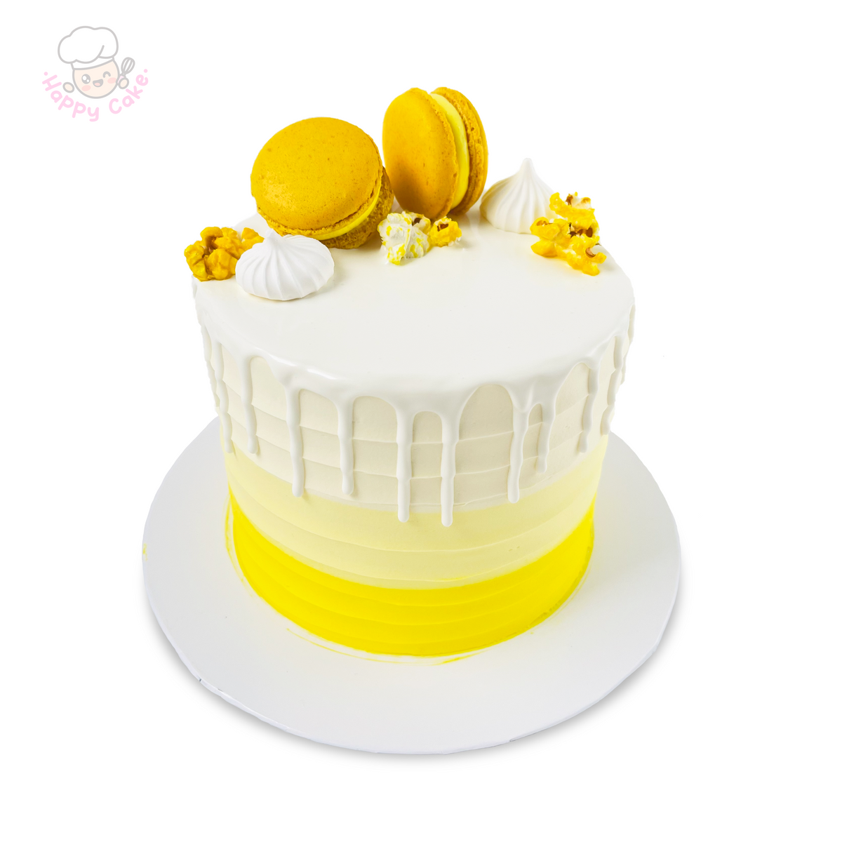 Ombre Birthday Cake - Yellow with Lemon Macarons – Happy Cake
